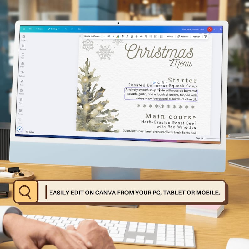 Editable Christmas Menu Template, Instant Download Menu, Printable ...
