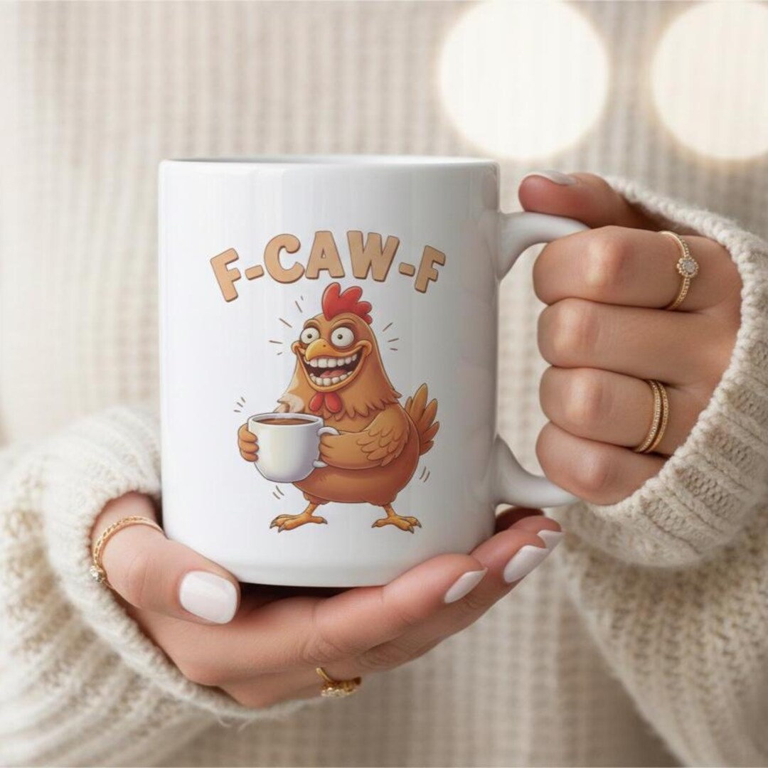 Funny F-caw-f Chicken Coffee Mug, Sarcastic Rooster Meme Gift, Angry ...