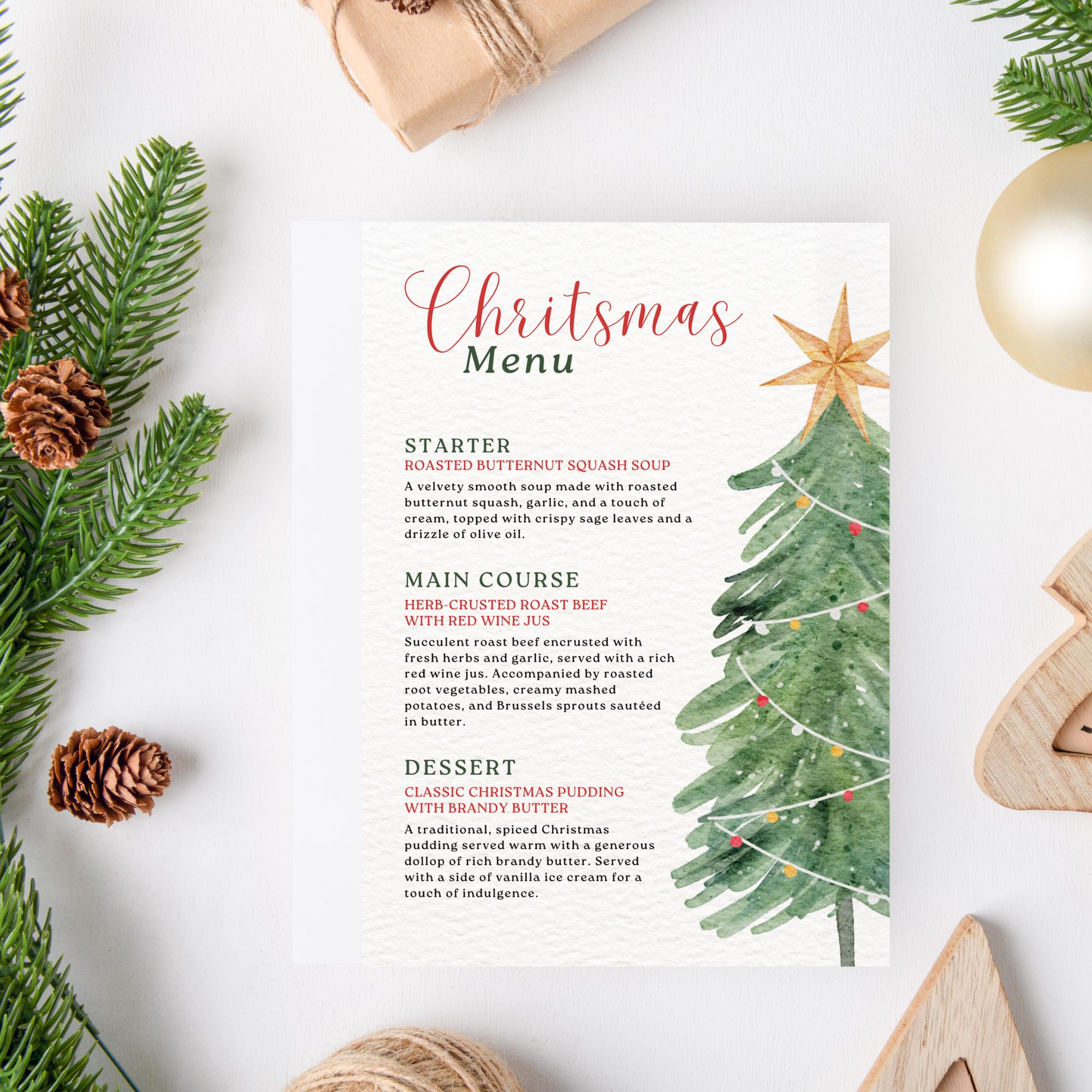 Christmas Menu Template Printable, Printable Christmas Menu , Canva ...