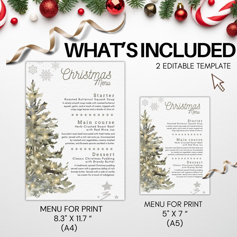 Editable Christmas Menu Template, Instant Download Menu, Printable ...