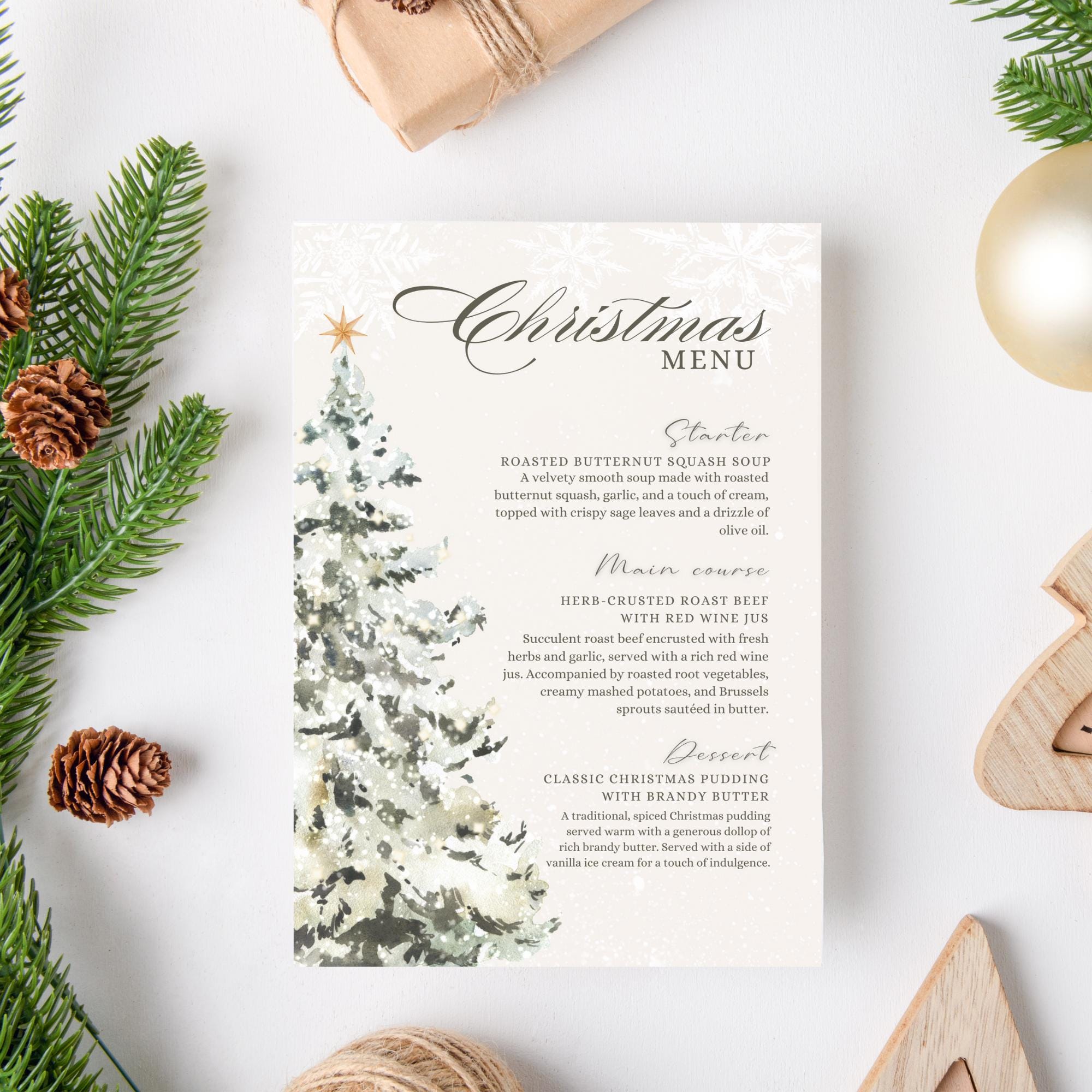 Editable Christmas Menu Template, Printable Christmas Menu, Instant ...