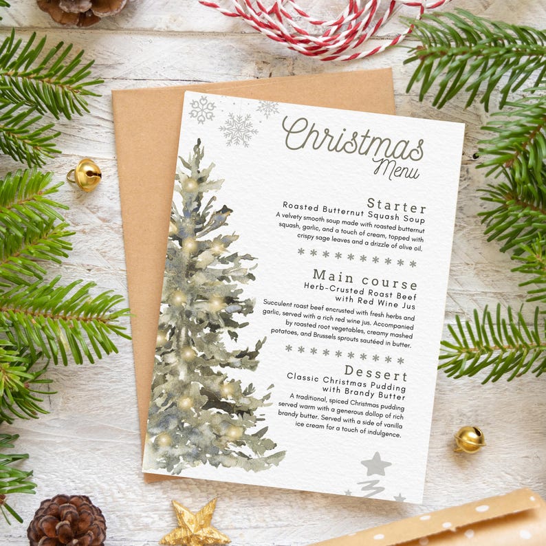 Editable Christmas Menu Template, Instant Download Menu, Printable ...