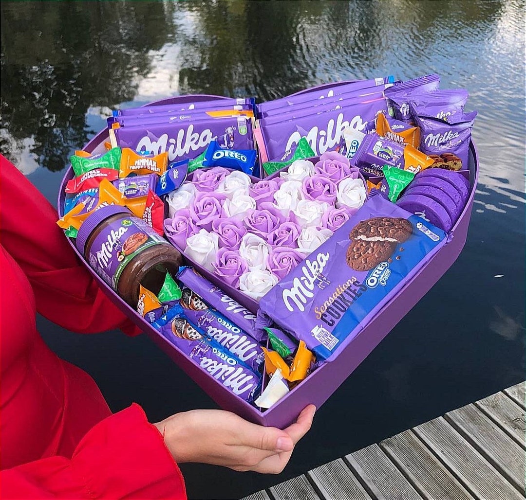 Handmade Giant Heart-in-heart Chocolate Gift Box – Milka, Kinder ...