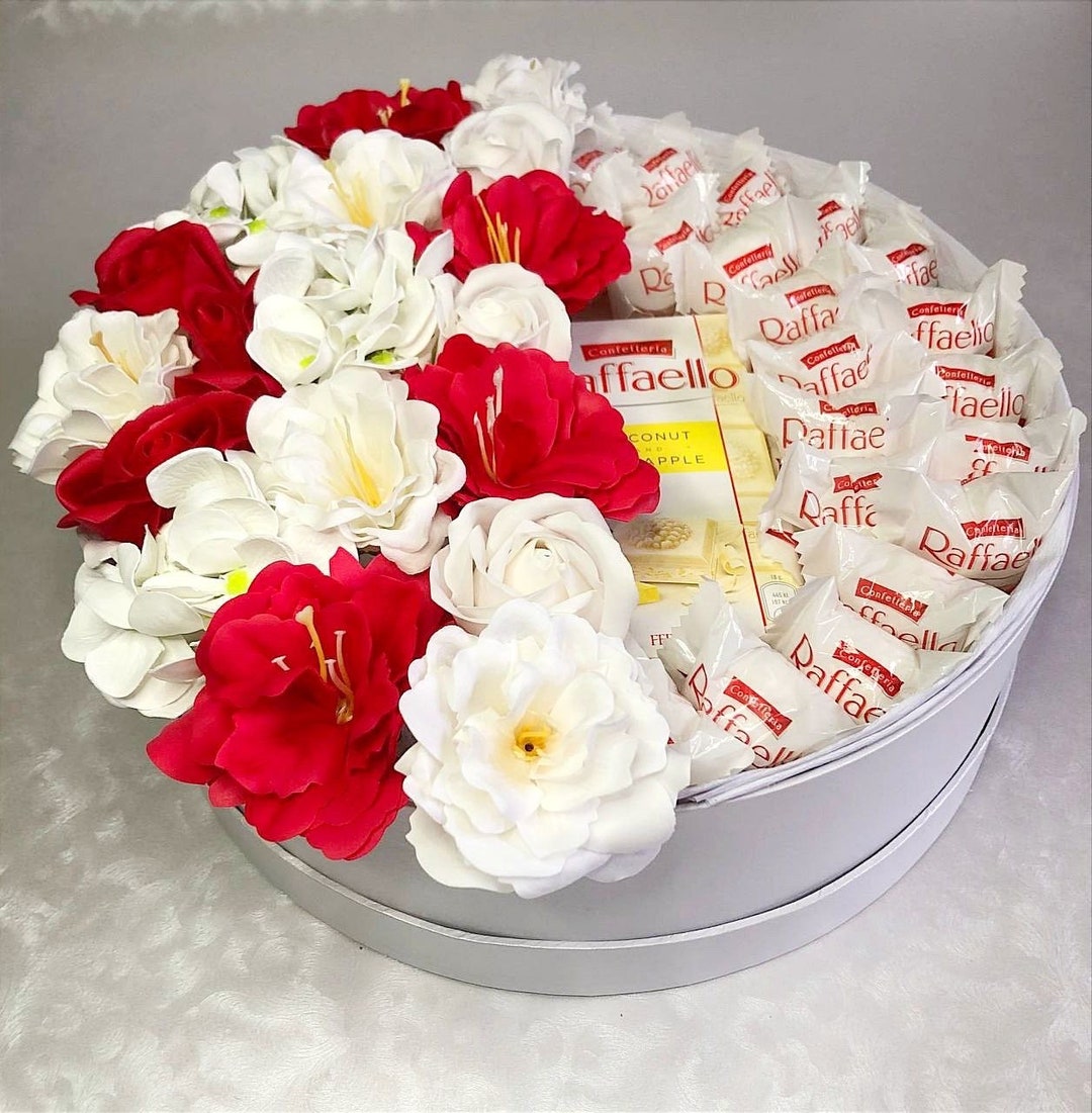 Luxury Gift Box With Raffaello Sweets and Elegant Red & White Soap ...
