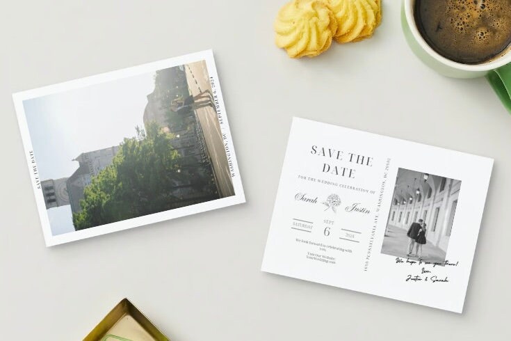 Classic Vintage Postcard Inspired, Editable Save the Date Design, Canva ...