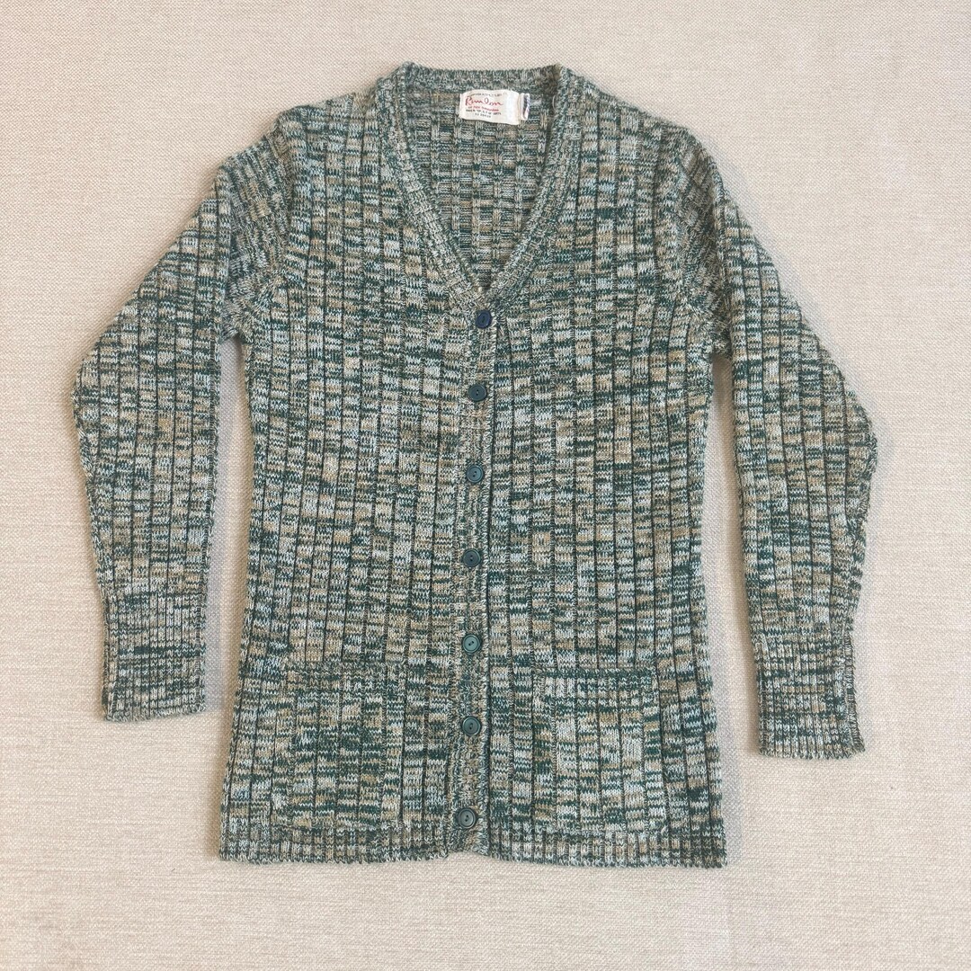 Vintage 1970s Kimlon Cardigan Sweater Green Sz Small - Etsy