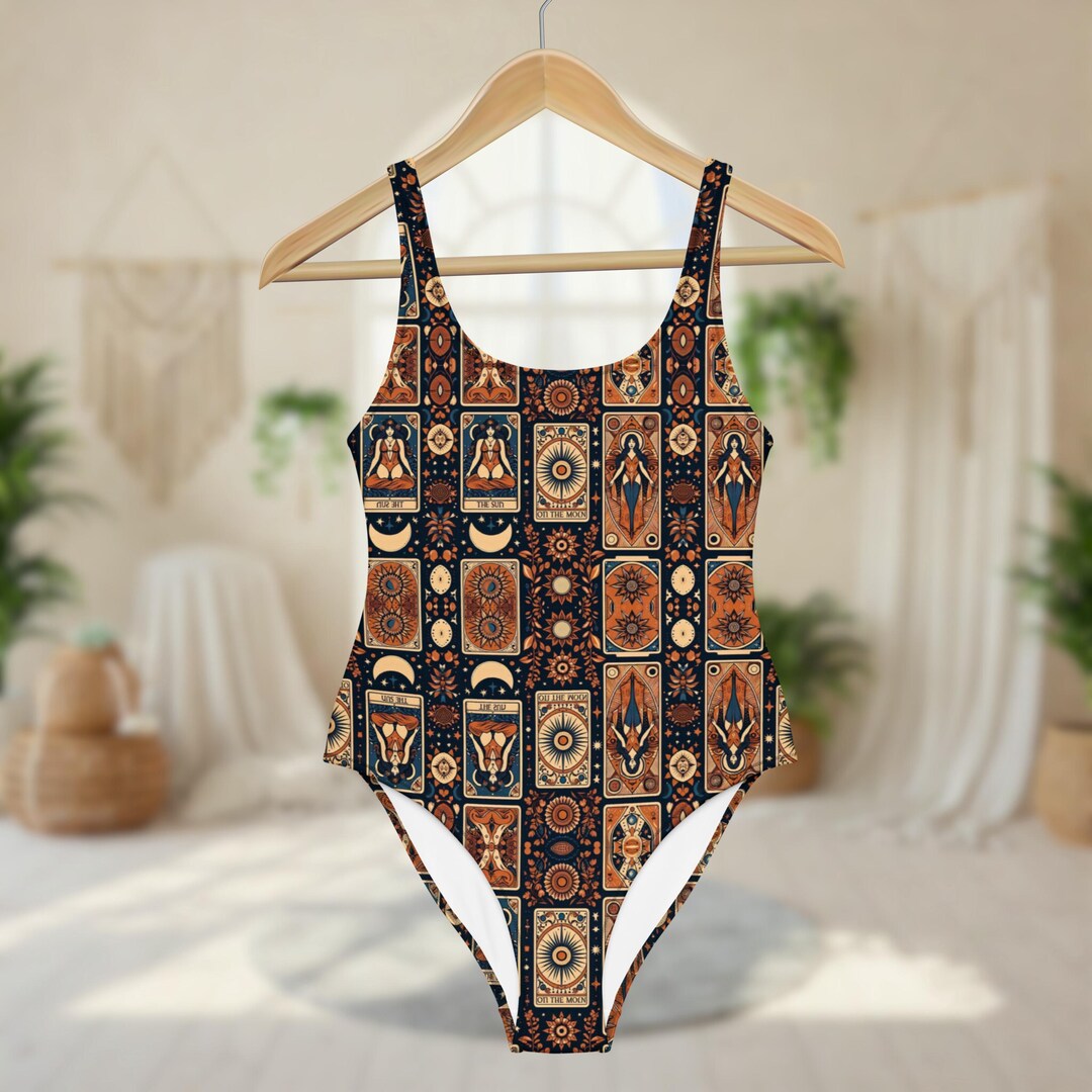 Solstice Tarot Tiles One-piece Swimsuit – Boho Mystical Swimwear ...