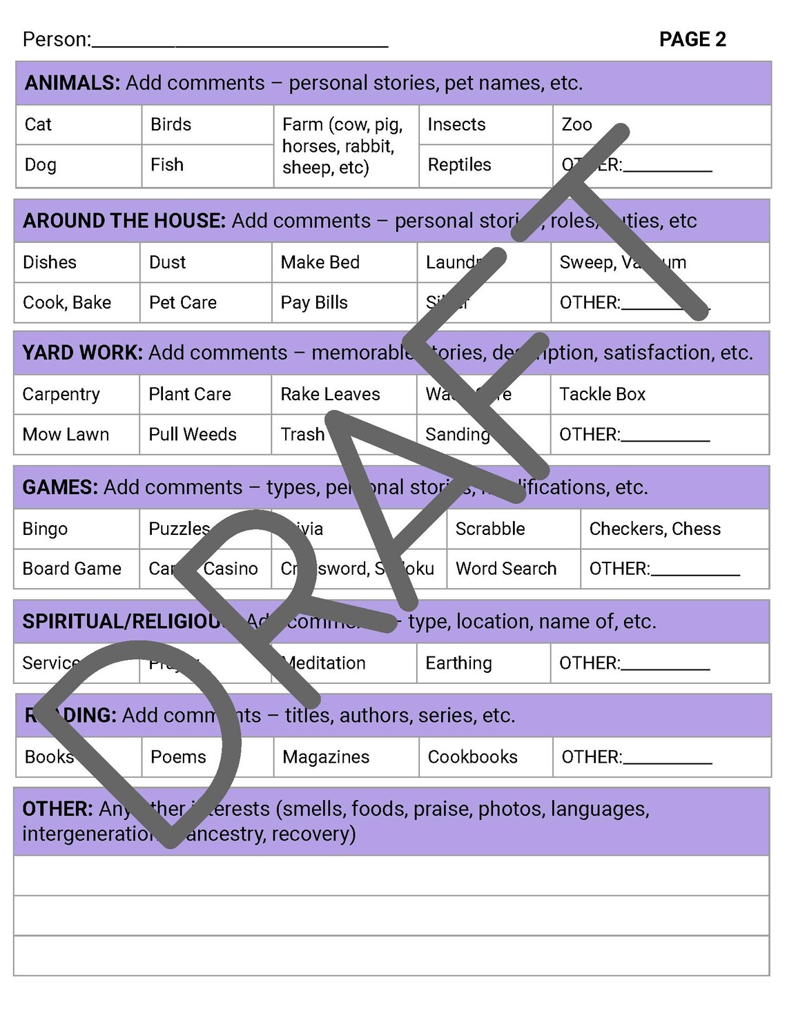 Preference Assessment for Older Adults & Seniors, Reinforcer Survey or ...