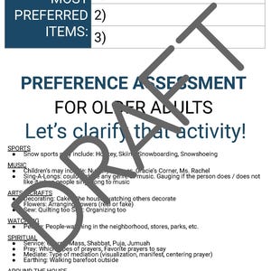 Preference Assessment for Older Adults & Seniors, Reinforcer Survey or ...