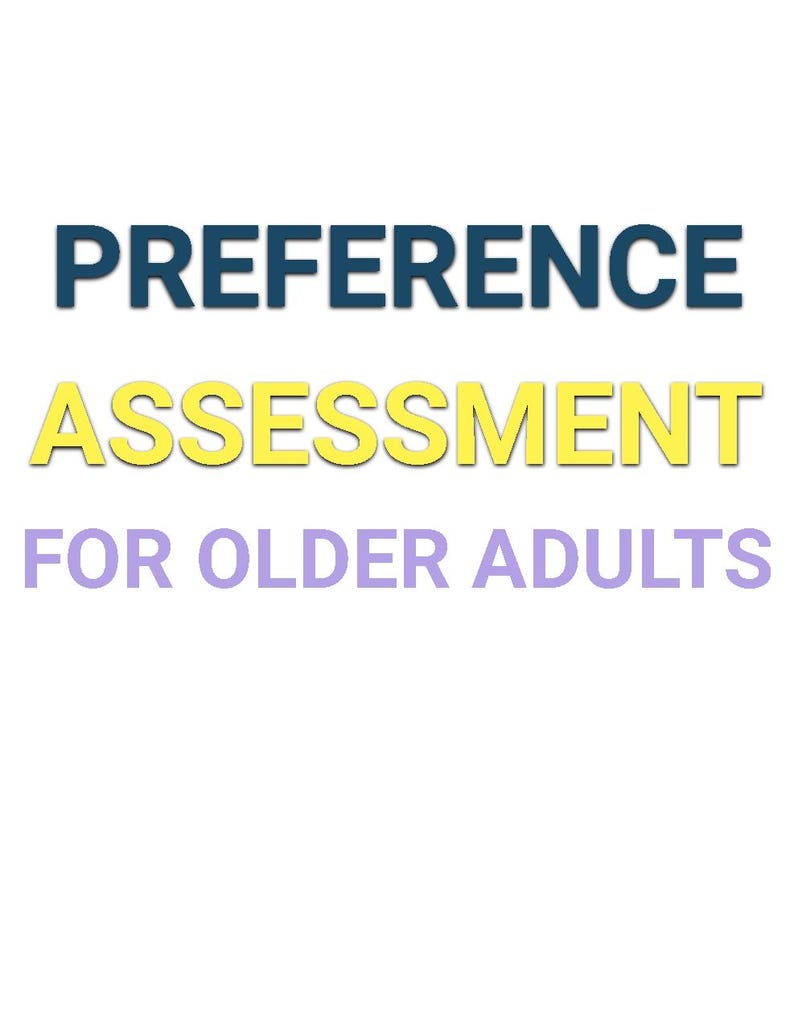 Preference Assessment for Older Adults & Seniors, Reinforcer Survey or ...