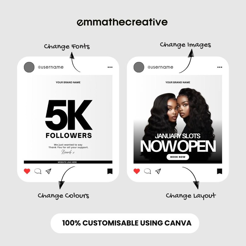 Hair Business Canva Templates: Social Media Kit (digital Download) - Etsy