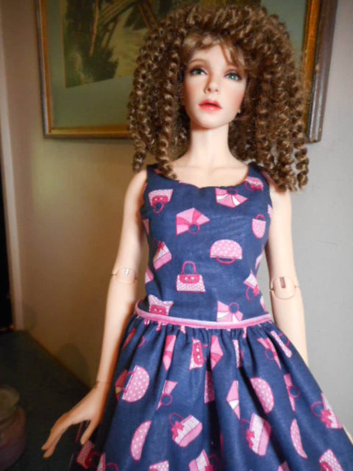 FID Girl - Pretty Summer Dress of Blue and Pink Polished Cotton - Etsy