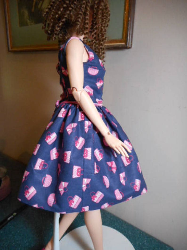 FID Girl - Pretty Summer Dress of Blue and Pink Polished Cotton - Etsy