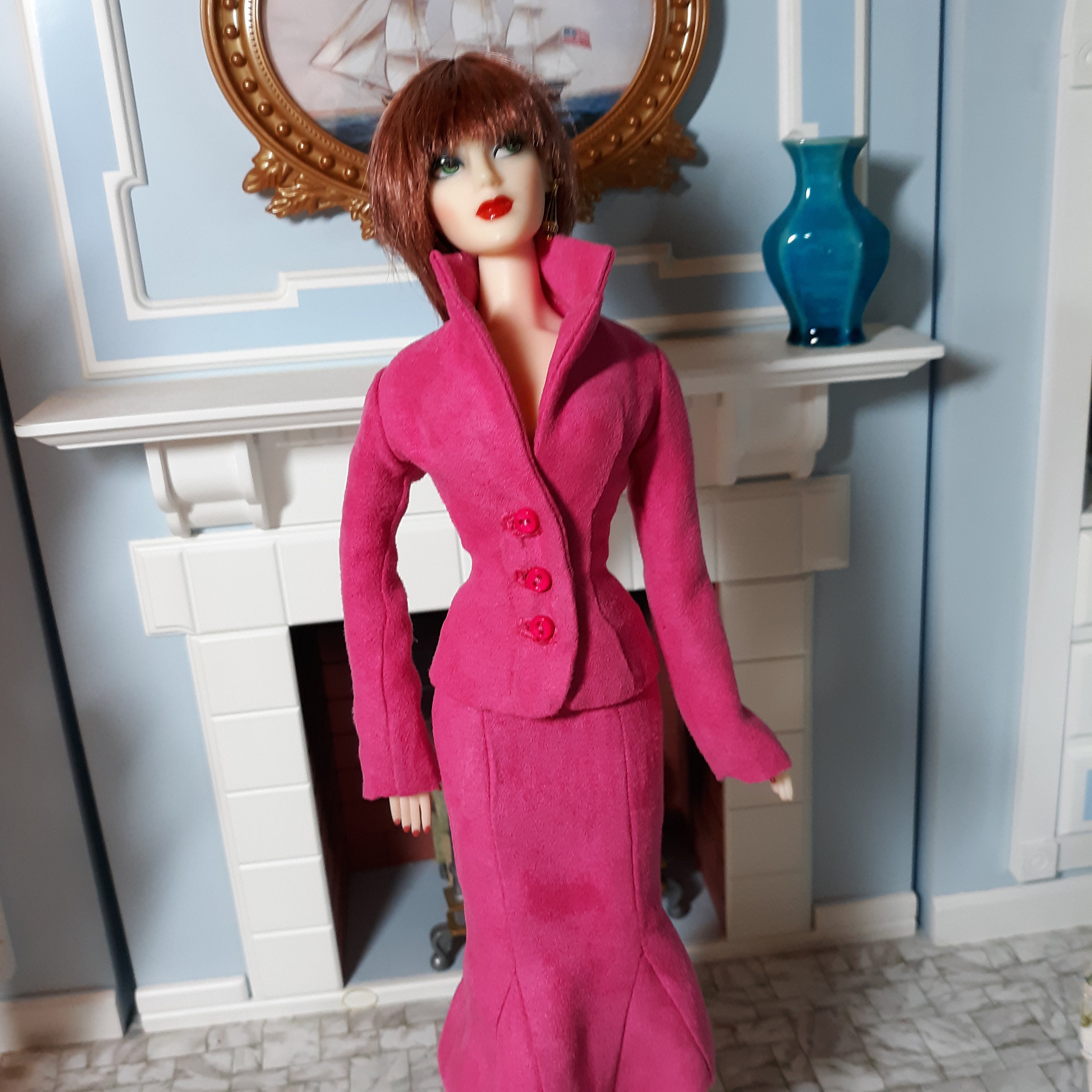 Raspberry Faux Suede 2 Piece Suit to Fit Slender 16 - Etsy