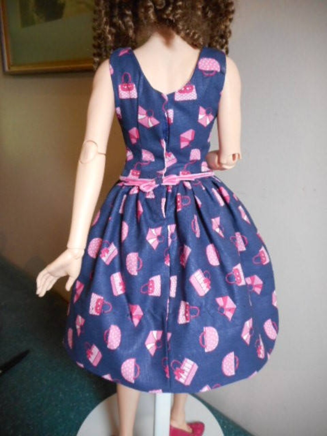 FID Girl - Pretty Summer Dress of Blue and Pink Polished Cotton - Etsy