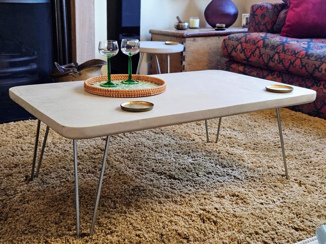 Polished Microcement Coffee Table With Hairpin Legs - Etsy UK