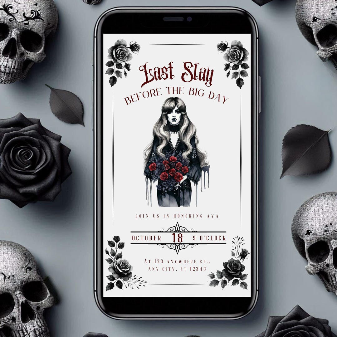 Editable Animated Bachelorette Mobile Invitation | Vampire, Last Slay ...