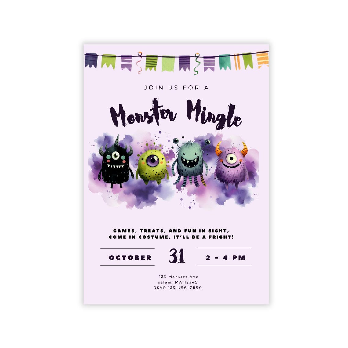 Editable Kids Halloween Party Invitation | Customizable in Canva | Cute ...