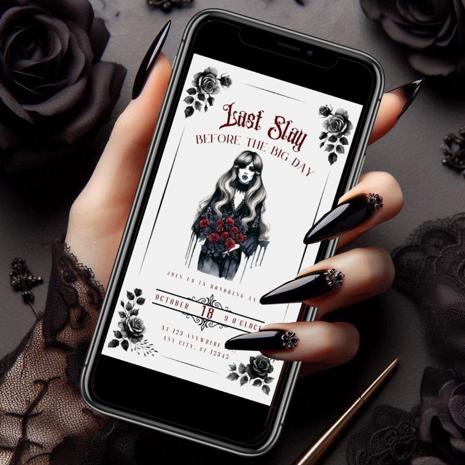 Editable Animated Bachelorette Mobile Invitation | Vampire, Last Slay ...