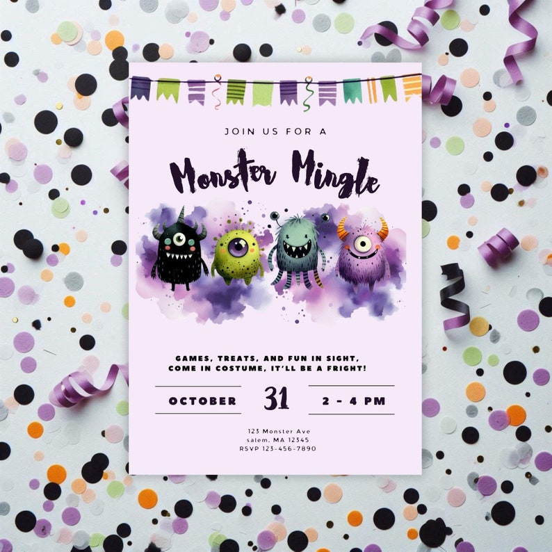 Editable Kids Halloween Party Invitation | Customizable in Canva | Cute ...