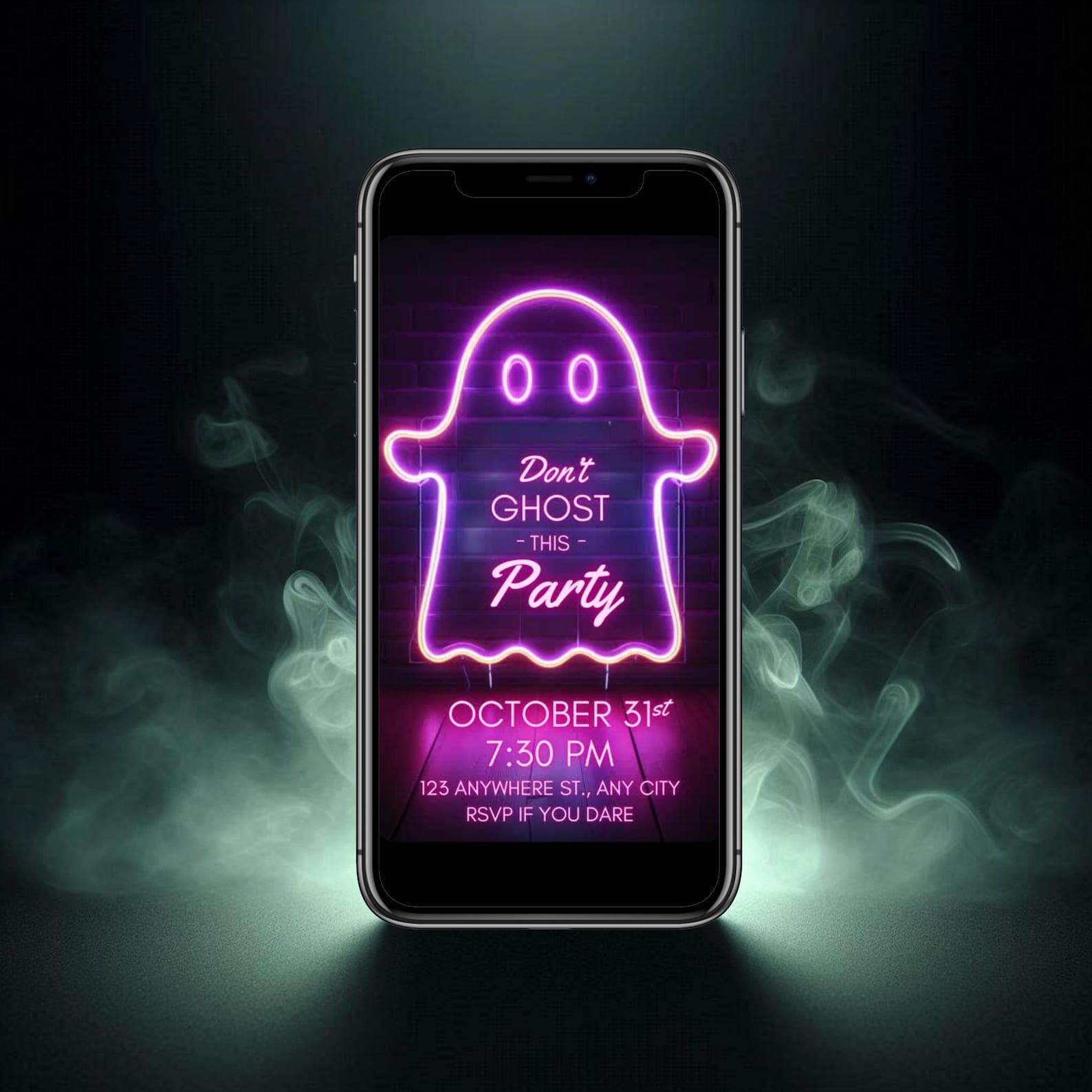 Editable Animated Halloween Mobile Invitation | Ghost, Neon Sign, Don't ...