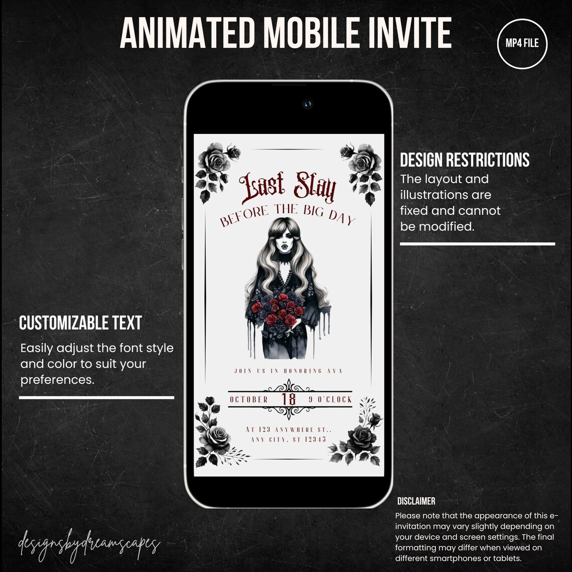 Editable Animated Bachelorette Mobile Invitation | Vampire, Last Slay ...