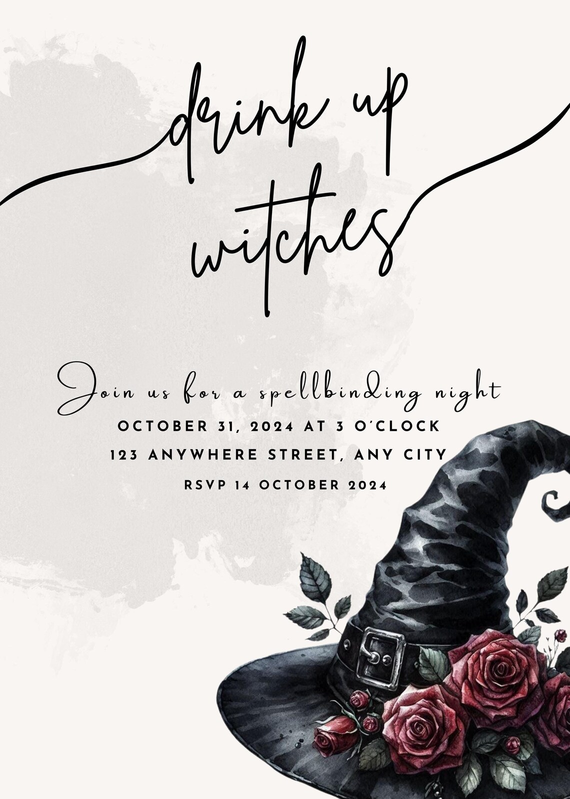 Editable Halloween Invitation | Witch, Spells, and Witch Hat | Canva ...