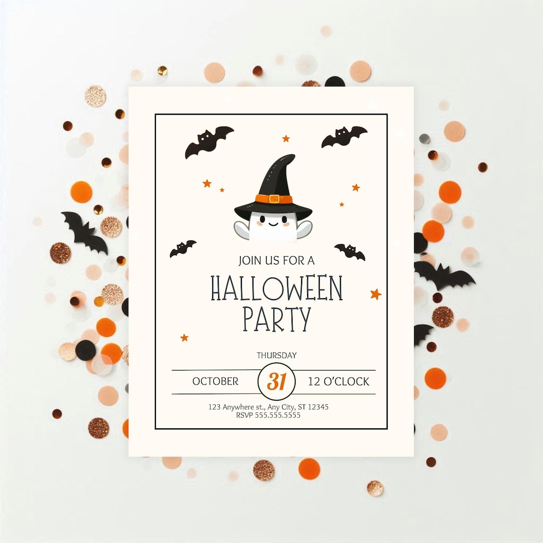 Editable Kids Halloween Party Invitation | Customizable in Canva | Cute ...