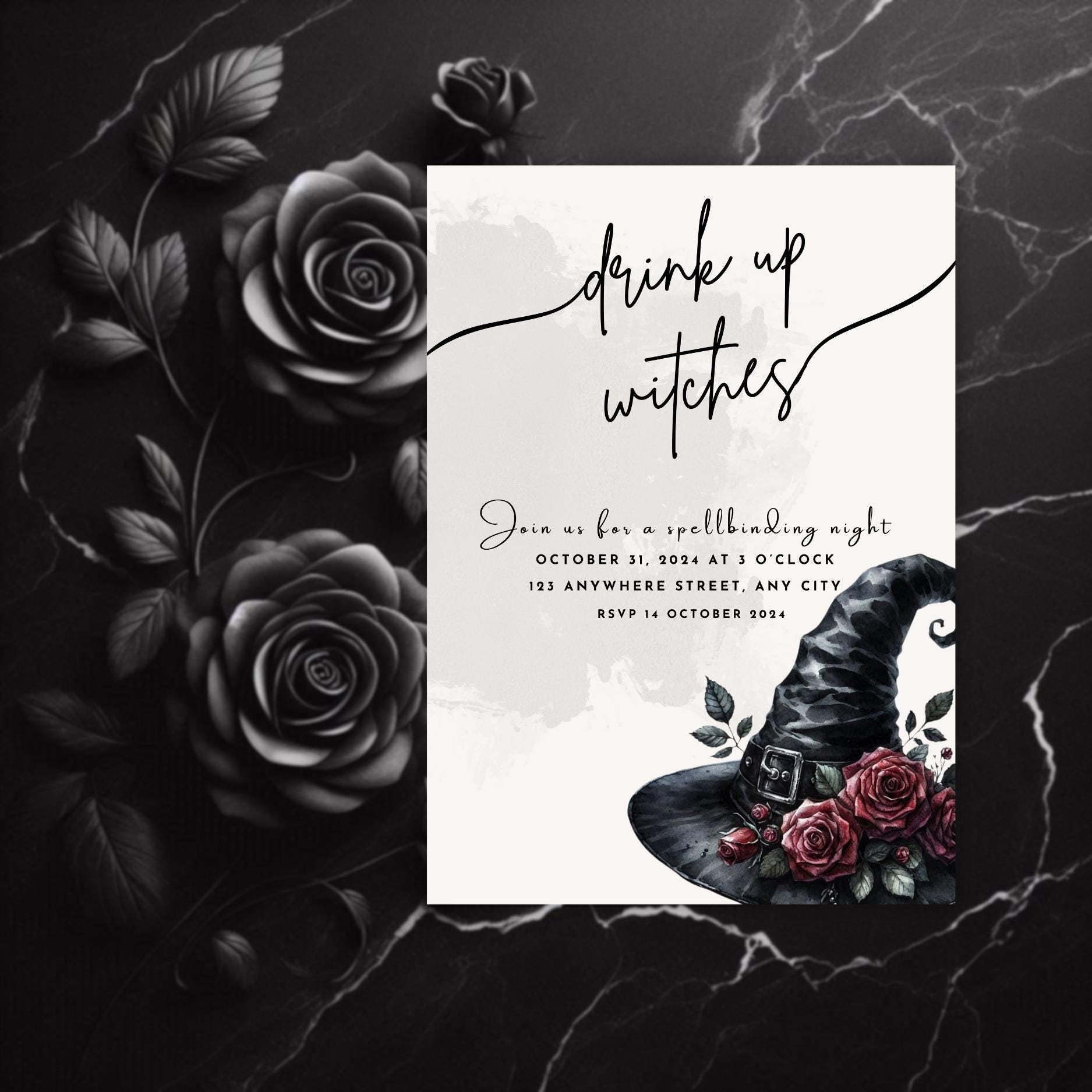 Editable Halloween Invitation | Witch, Spells, and Witch Hat | Canva ...