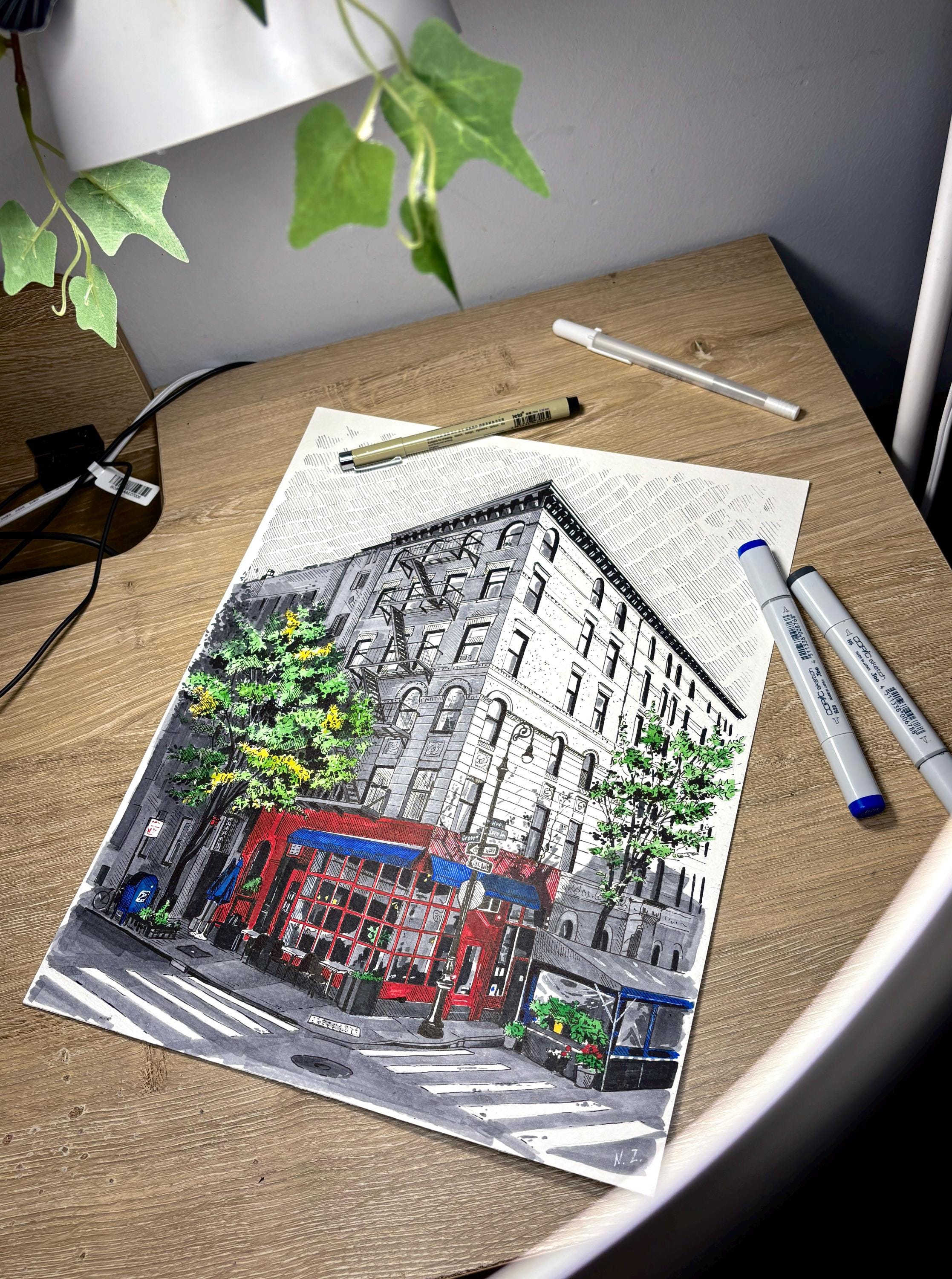 Friends Apartment Building Art Print: NYC Sketching Wall Art - Etsy