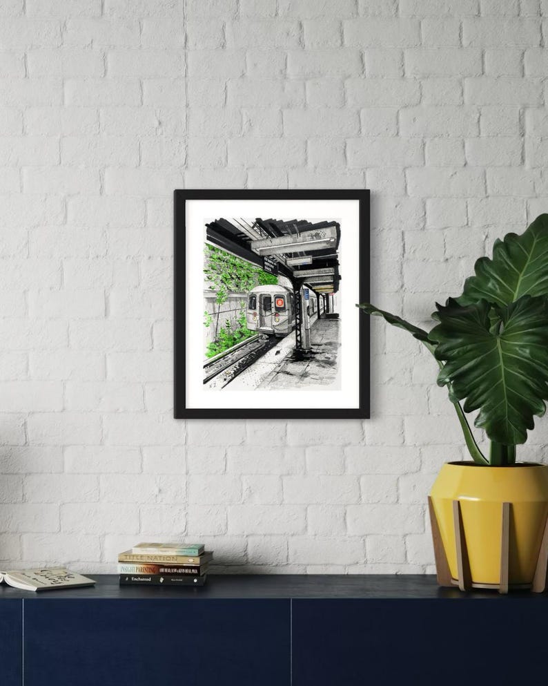 New York City Drawing, Prospect Park NYC Subway Station Painting ...