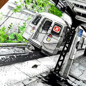 New York City Original Drawing, Prospect Park NYC Subway Station ...