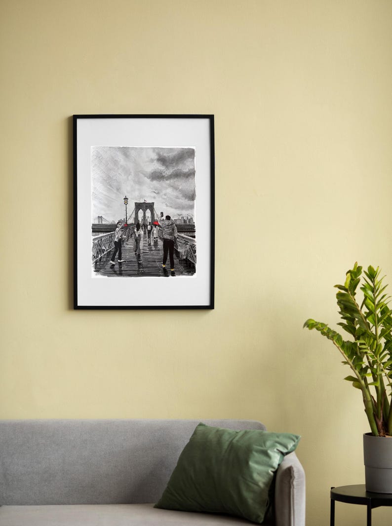 Brooklyn Bridge Painting, New York City Print, Art Sketching, Wall Art ...