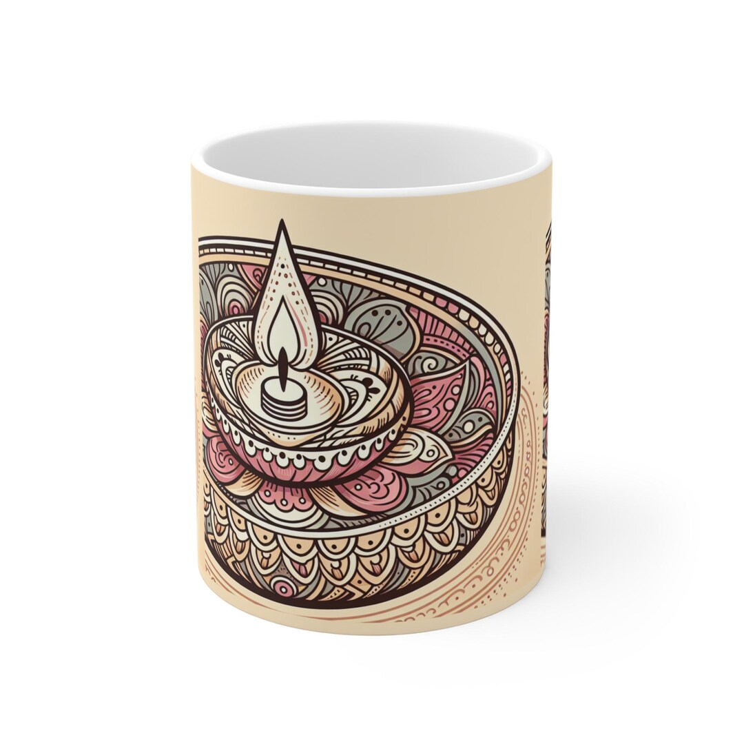 Festive Diwali Mug With Diya Design for Warm Beverages - Etsy