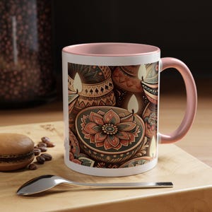 Chai Coffee Mug 11oz With Diwali Diya Design, Fall Boho Decor Gift - Etsy