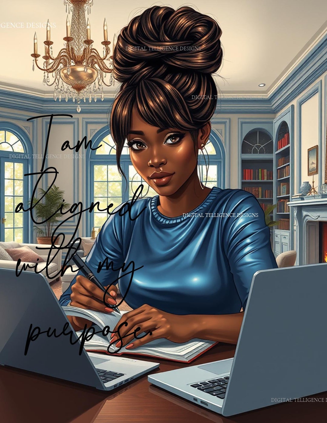 Black Girl Planner and Journal Cover Affirmation: I Am ALLIGNED With MY ...