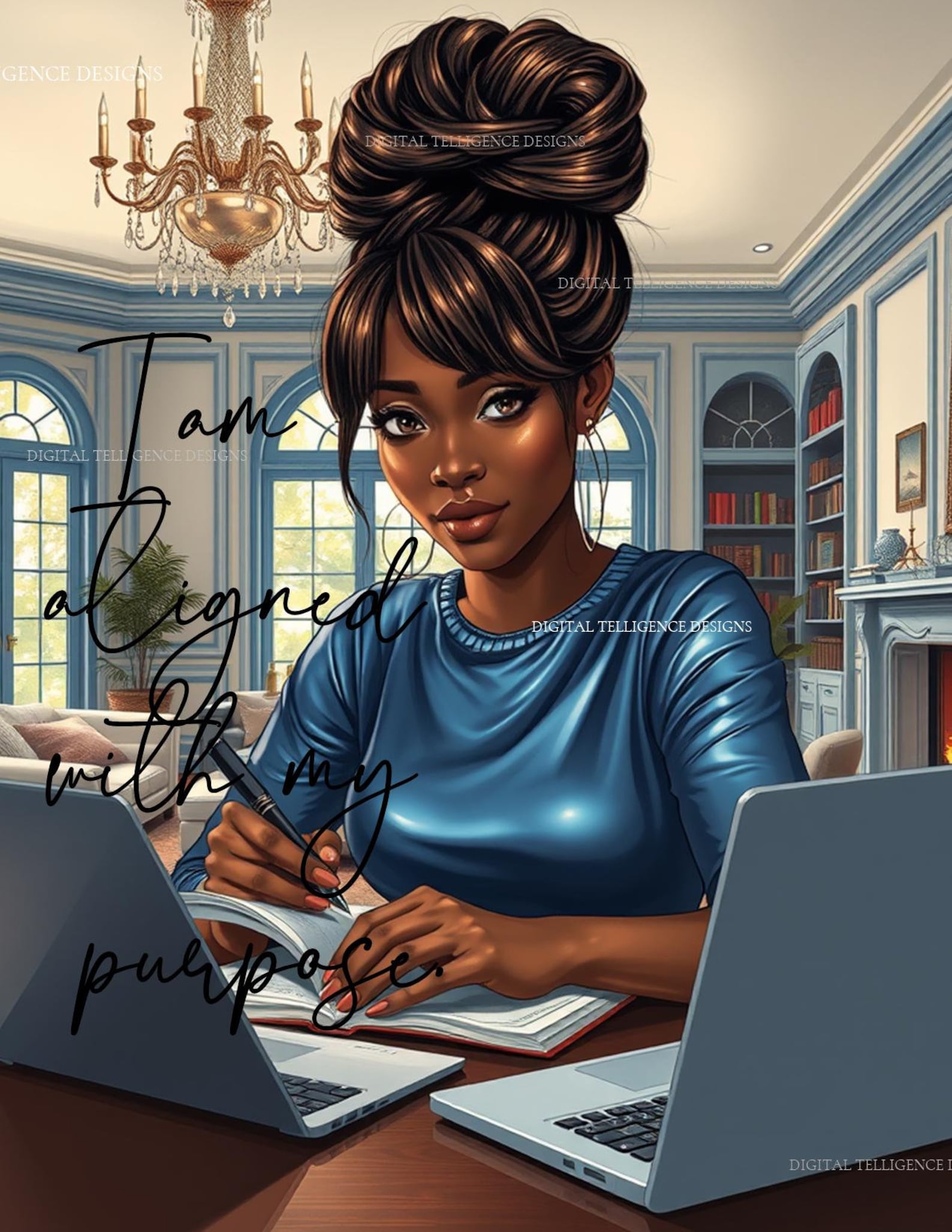 Black Girl Planner and Journal Cover Affirmation: I Am ALLIGNED With MY ...
