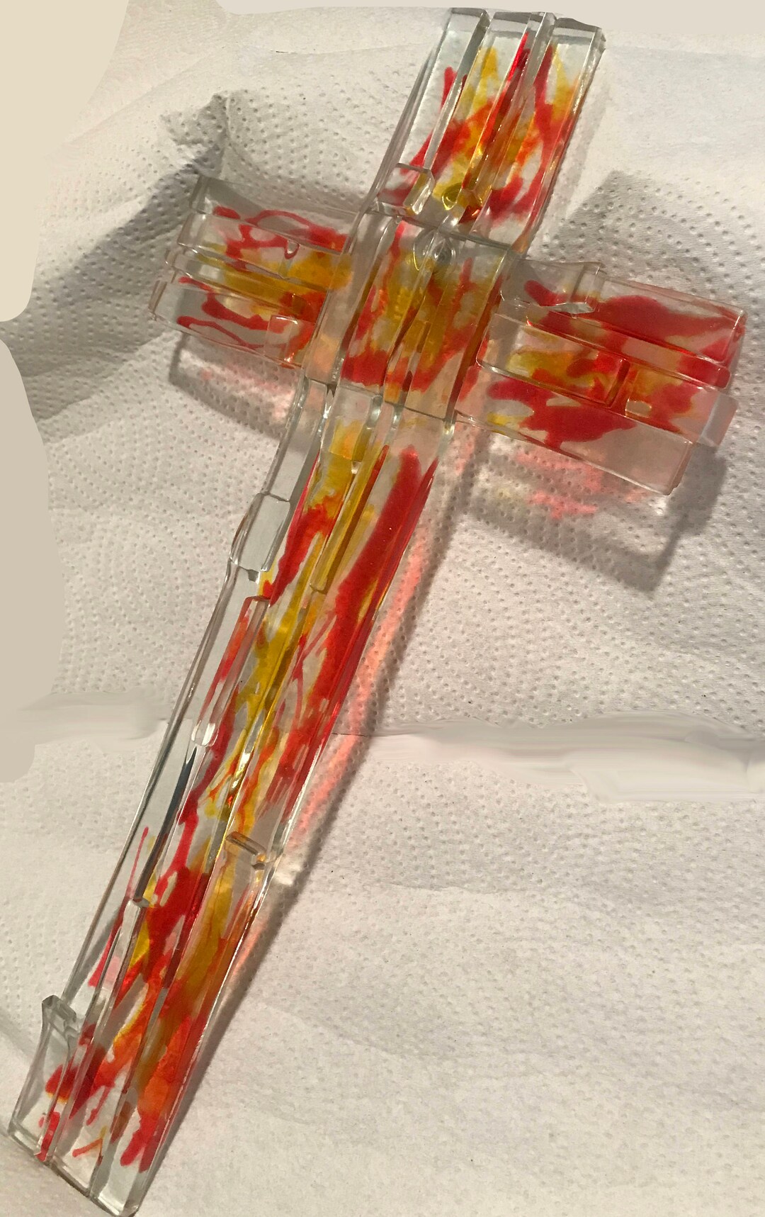 Glass Red and Yellow Wall Cross - CUSTOM MADE - Etsy
