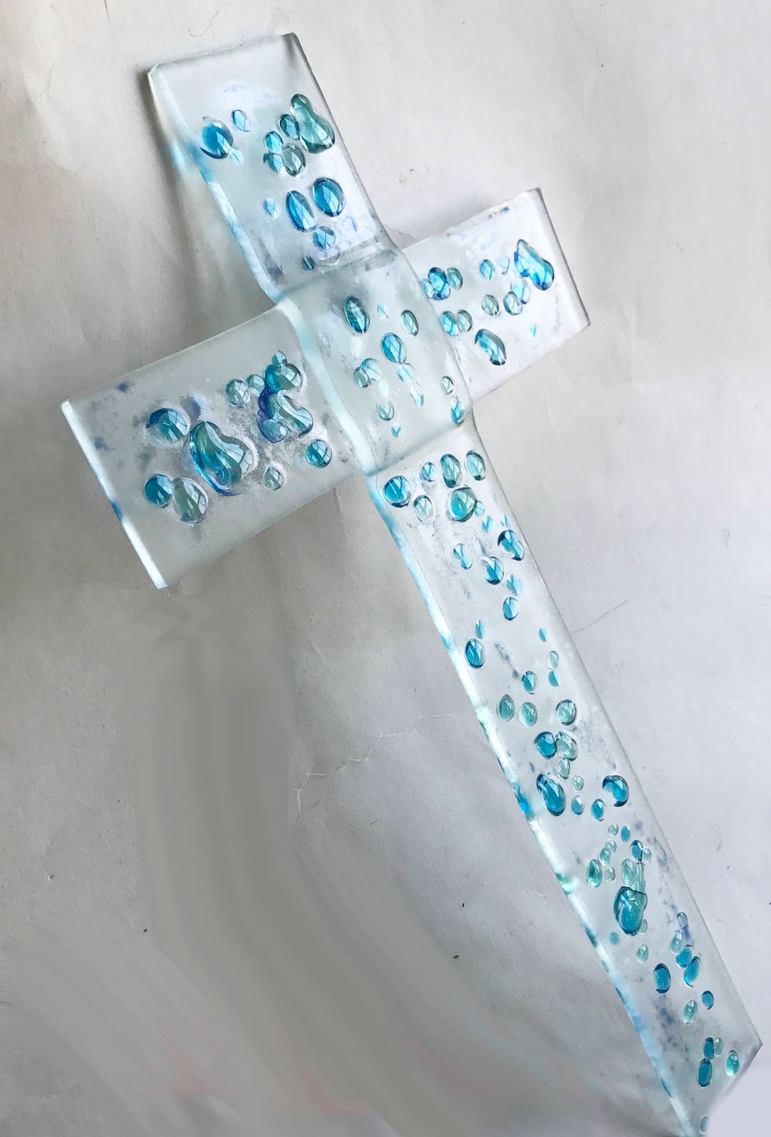 Glass Light Blue Wall Cross - CUSTOM ORDER - Etsy