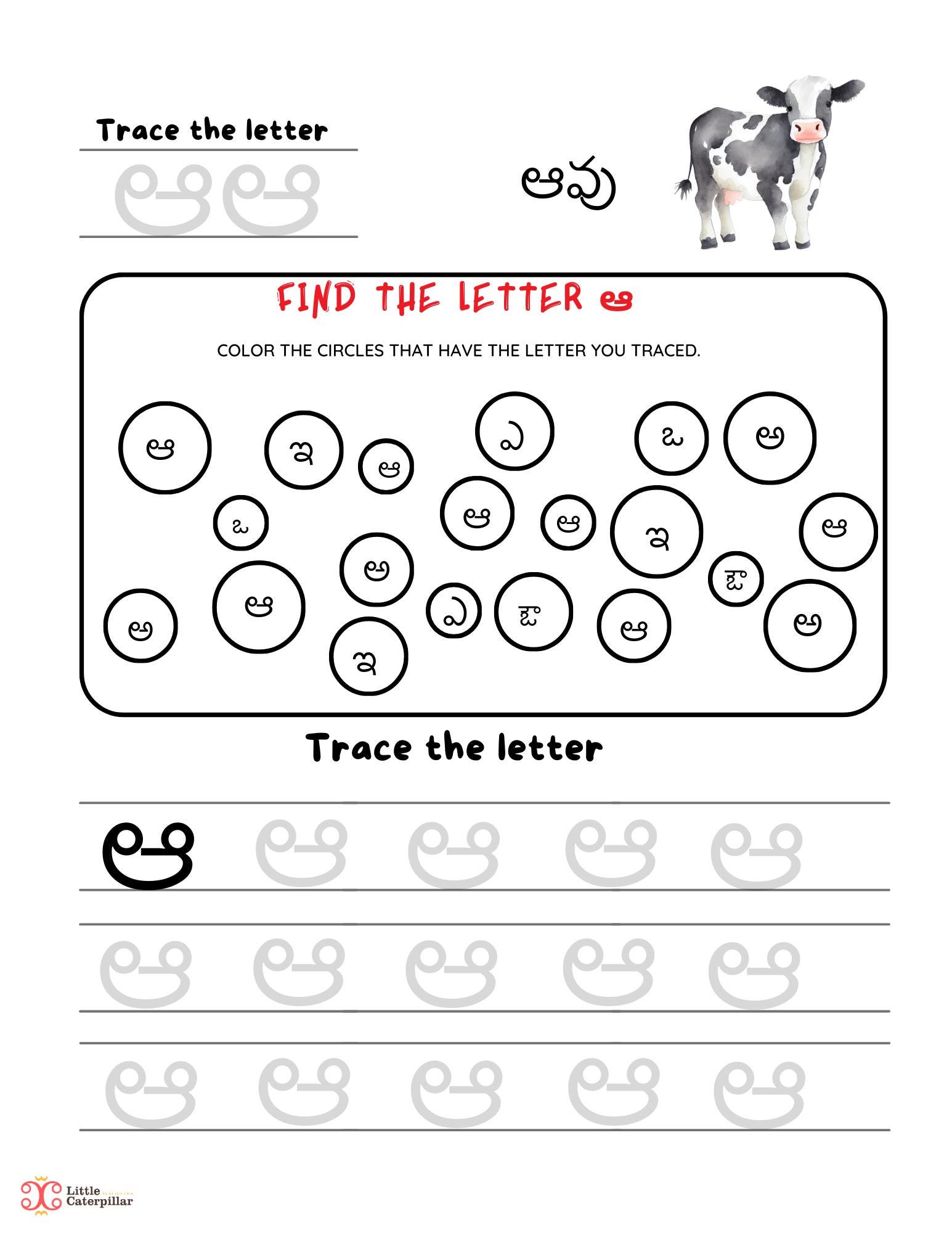 Telugu Alphabet Learning Workbook for Kids | 52 Telugu Letters Tracing ...