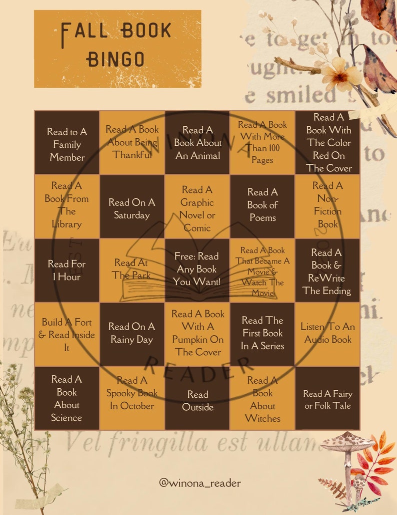 Fall Book Bingo - Etsy