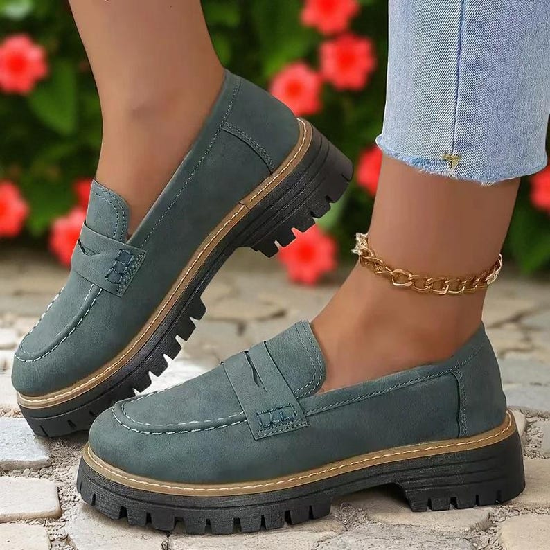 Trendy Women’s Comfortable Loafers– Durable Slip-on Chunky Shoes for ...