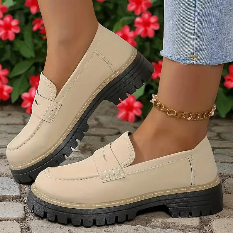 Trendy Women’s Comfortable Loafers– Durable Slip-on Chunky Shoes for ...