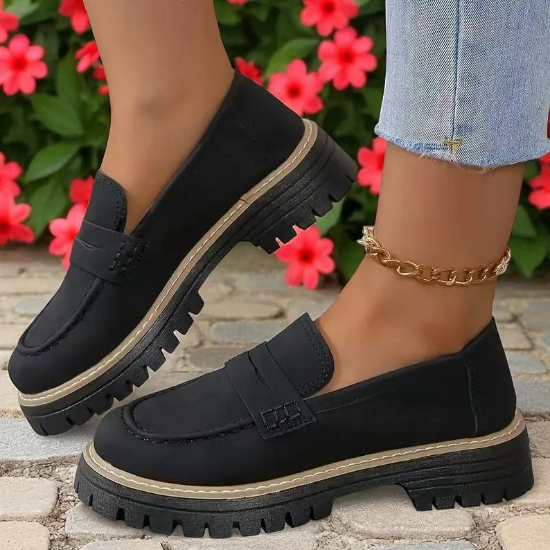 Trendy Women’s Comfortable Loafers– Durable Slip-on Chunky Shoes for ...