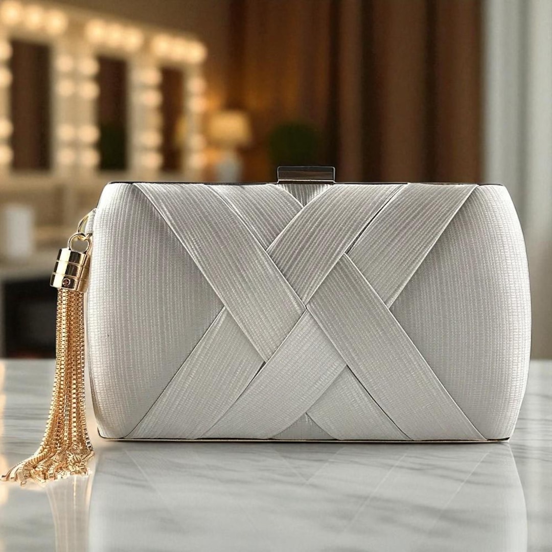 Women’s Evening Clutch Bag – Elegant Satin Purse With Chain | Wedding ...