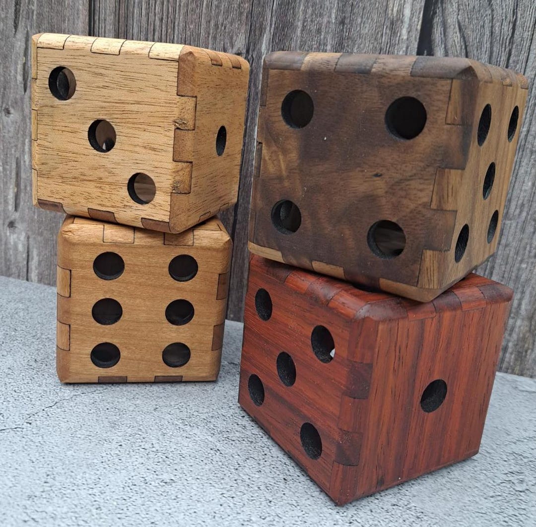 Handcrafted Oversized Wooden Dice: Elegant Home Office Accent & Desk ...