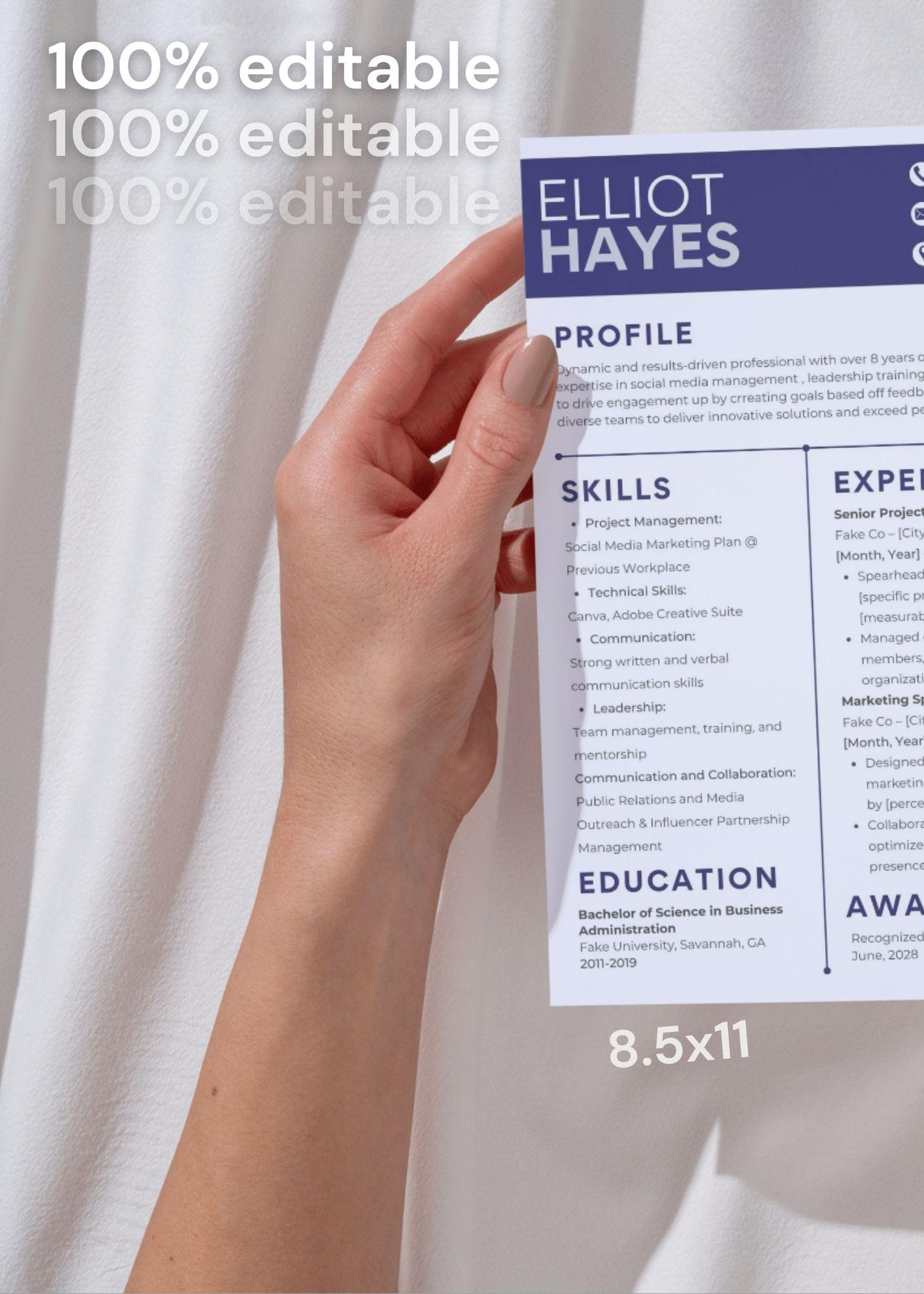 Professional Resume Template | Modern & Editable Design for Any Job ...