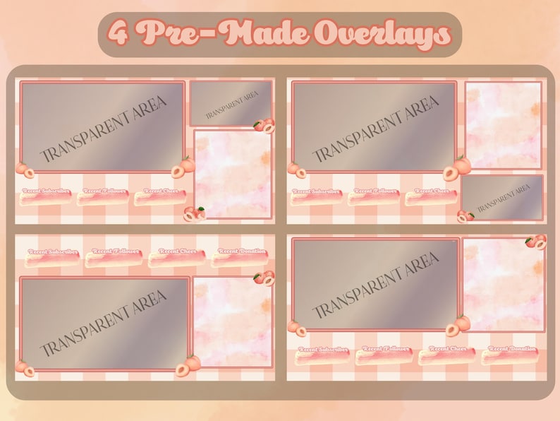 Peach Picnic Stream Overlay Package: Animated Twitch & Youtube Bundle ...