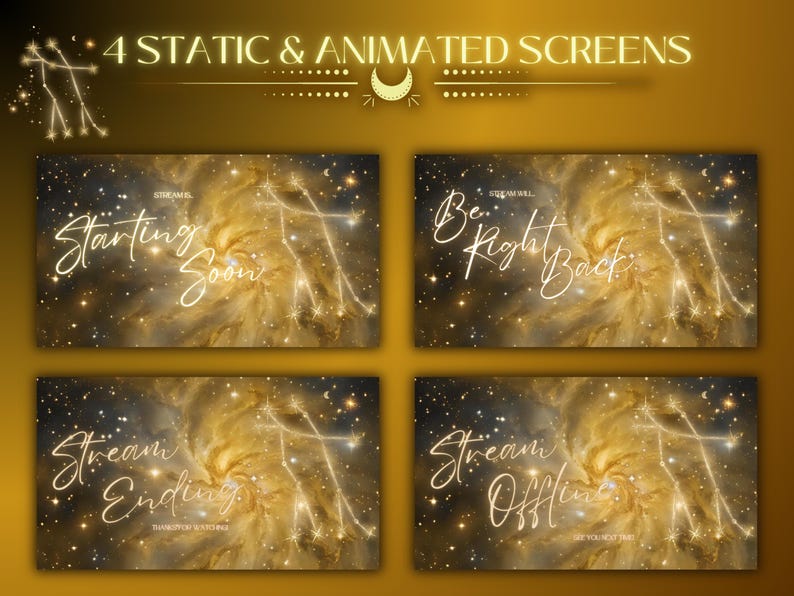 GEMINI | Zodiac Stream Overlay Package | Yellow Galaxy Stream Overlay ...