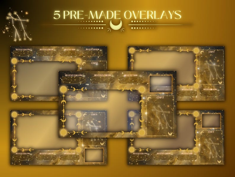 GEMINI | Zodiac Stream Overlay Package | Yellow Galaxy Stream Overlay ...